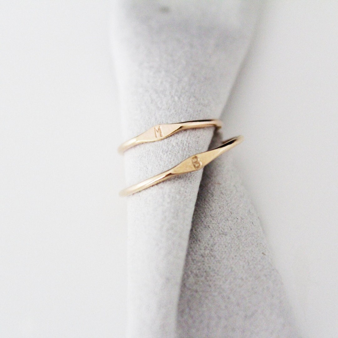 Tiny Initial Ring, Gold Fill or Sterling Silver, Personalizable Letter ...