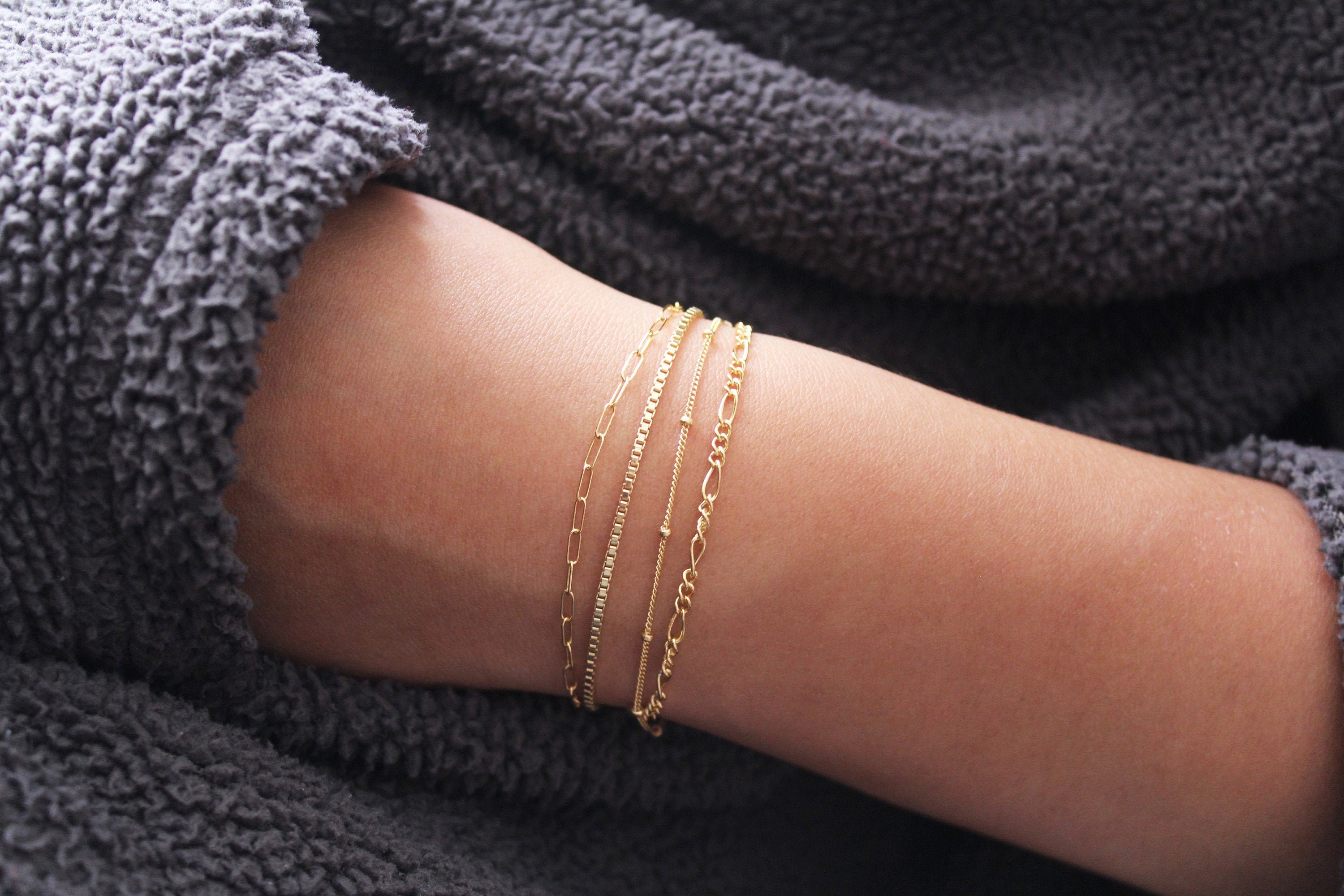Gold Bracelet Gold Filled Bracelet Dainty Bracelet Set Gold - Etsy