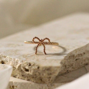 Bow Ring, Bow Tie Ring, Ribbon Ring. Gold Bowtie Ring, Friendship Ring, Dainty Bow Ring, Twist ...