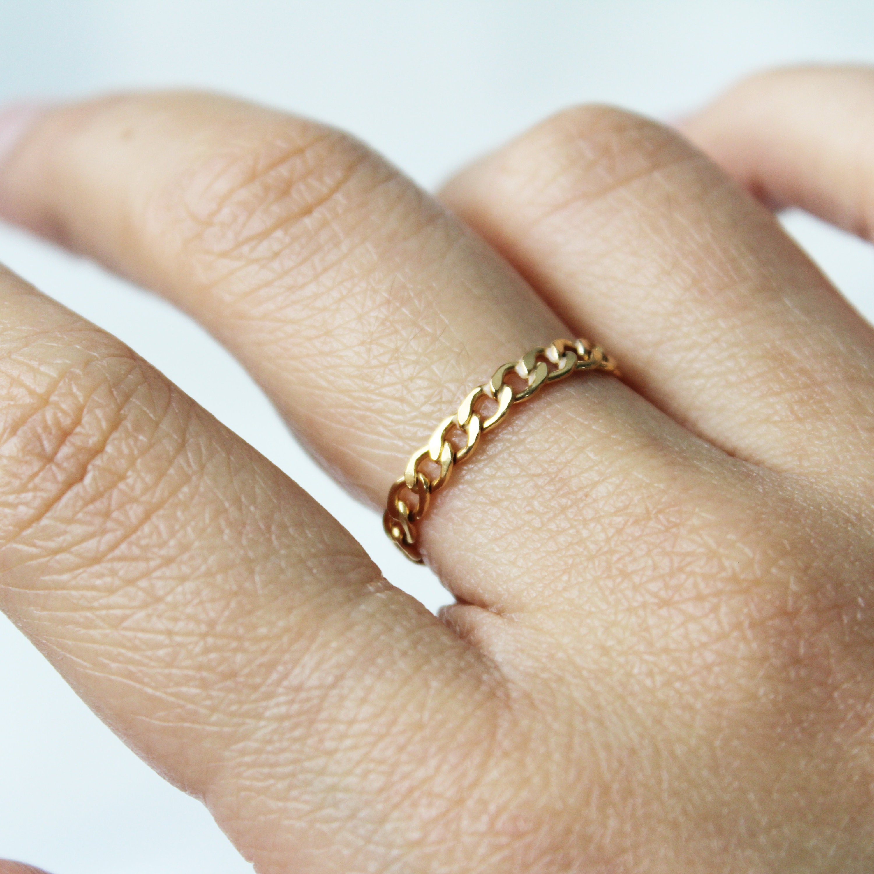 Curb Chain Ring Gold Chain Ring Gold Filled Ring Gold | Etsy