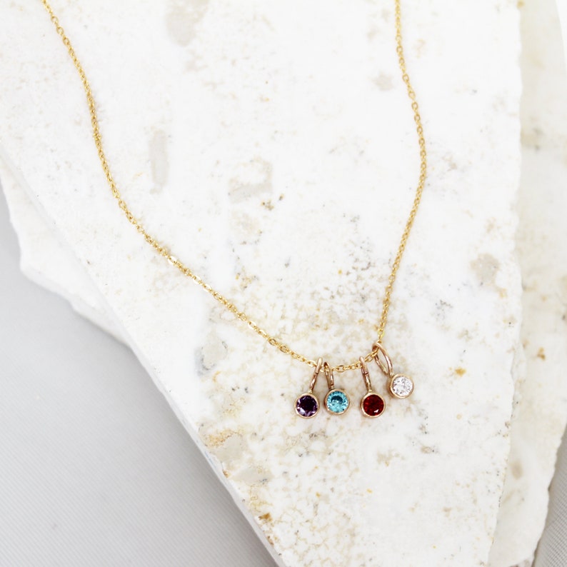 Multi-charm Birthstone Necklace, Personalized Birthstone Necklace, 14k ...