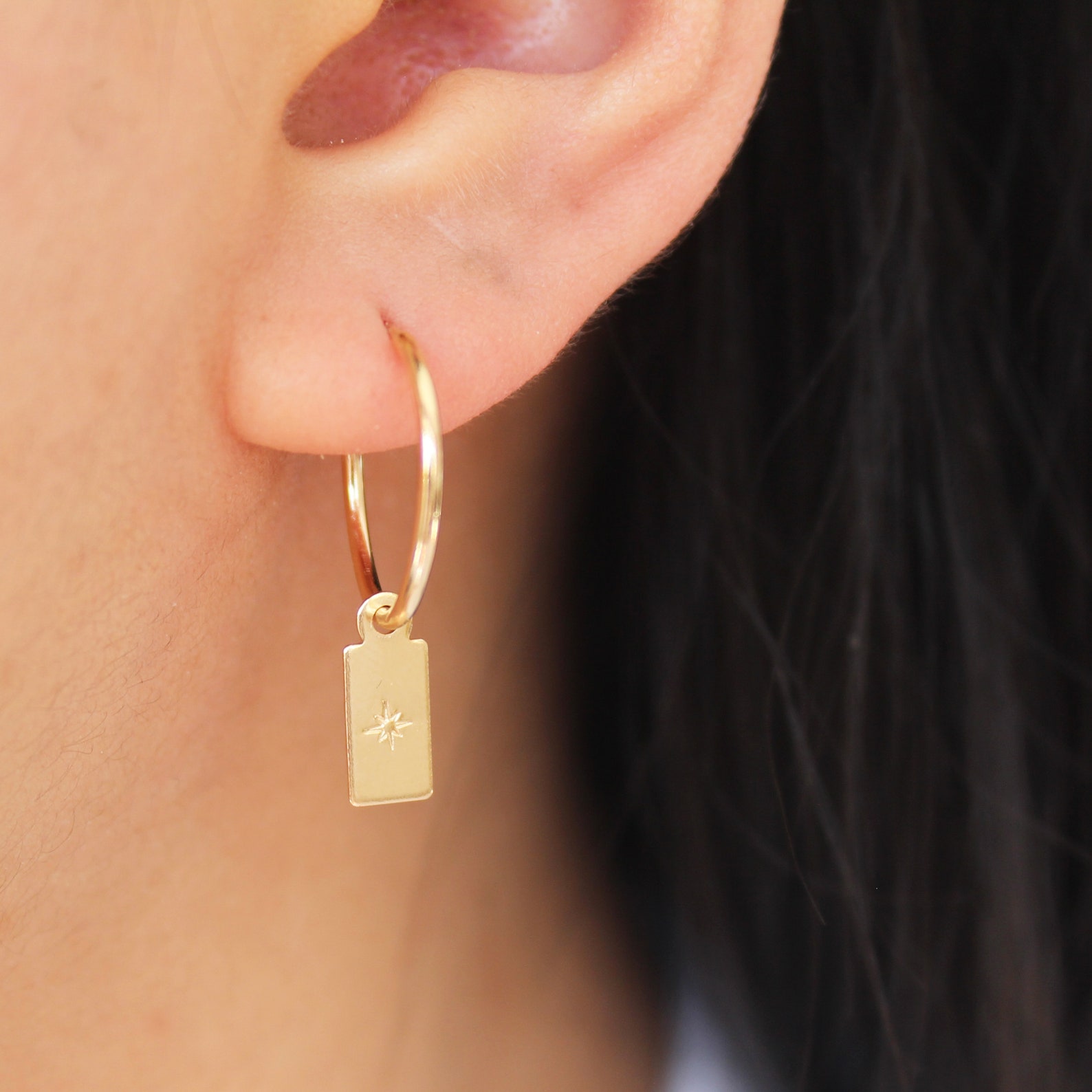 Gold Tag Earrings Gold Star Earrings Tag Drop Earrings Gold - Etsy