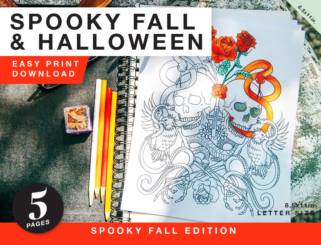 Coloring Book Pages Halloween Spooky Fall Autumn - Spooky Fall Edition ...