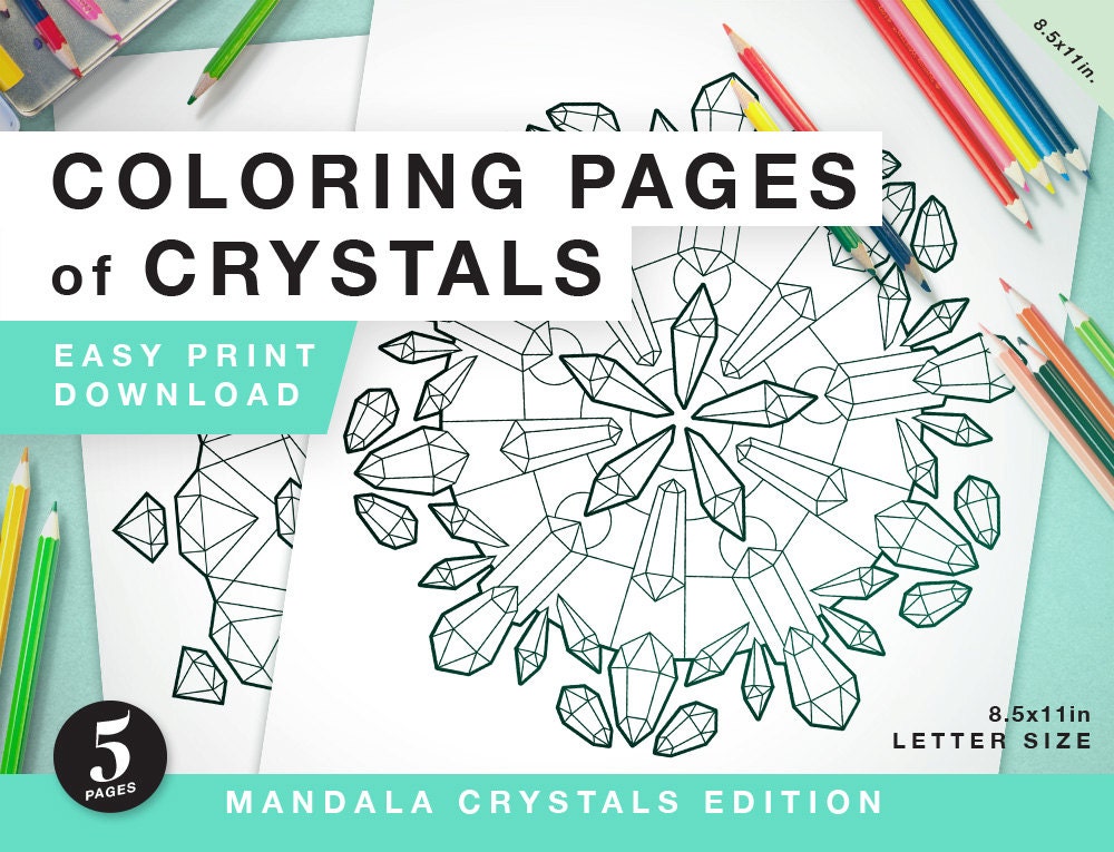 Printable Coloring Book for Grownups - Mandala Crystals Edition - Etsy