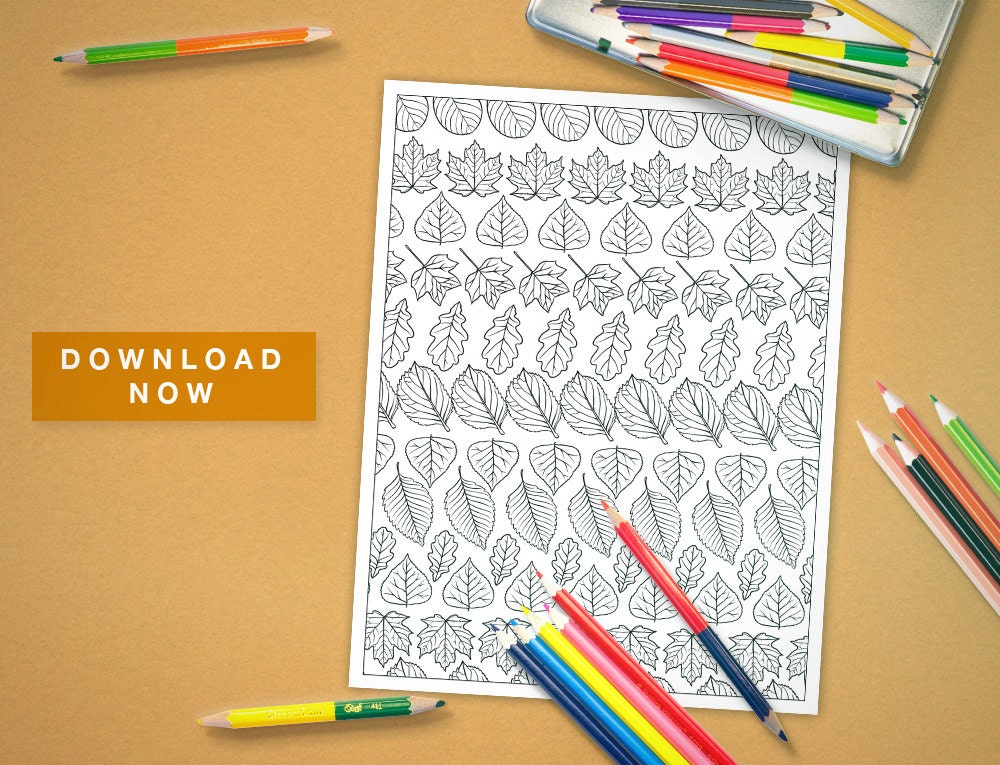 Printable Coloring Book Page - Fall Leaves Edition - Etsy