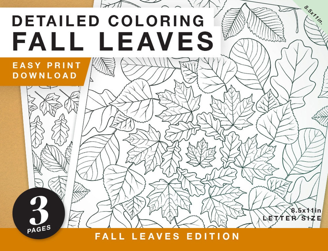Printable Coloring Book Page - Fall Leaves Edition - Etsy