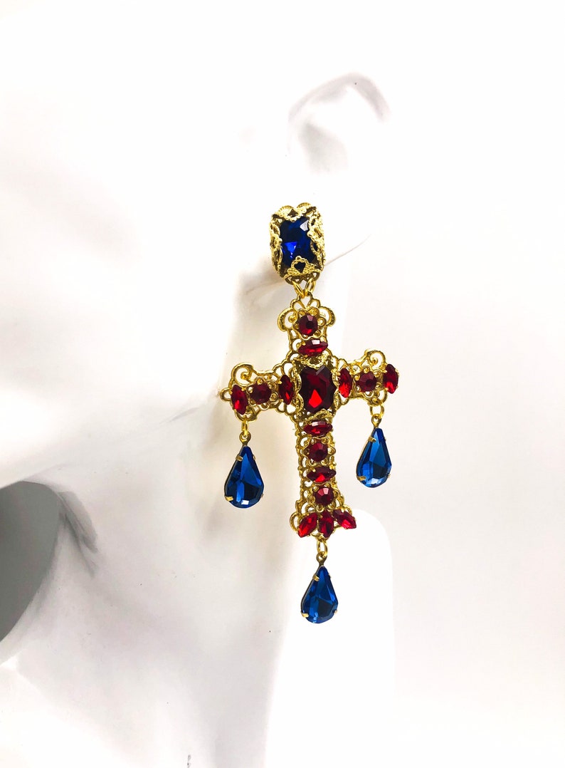 Baroque Cross Earrings, Baroque Cross Earrings, Sicilian Cross Earrings ...