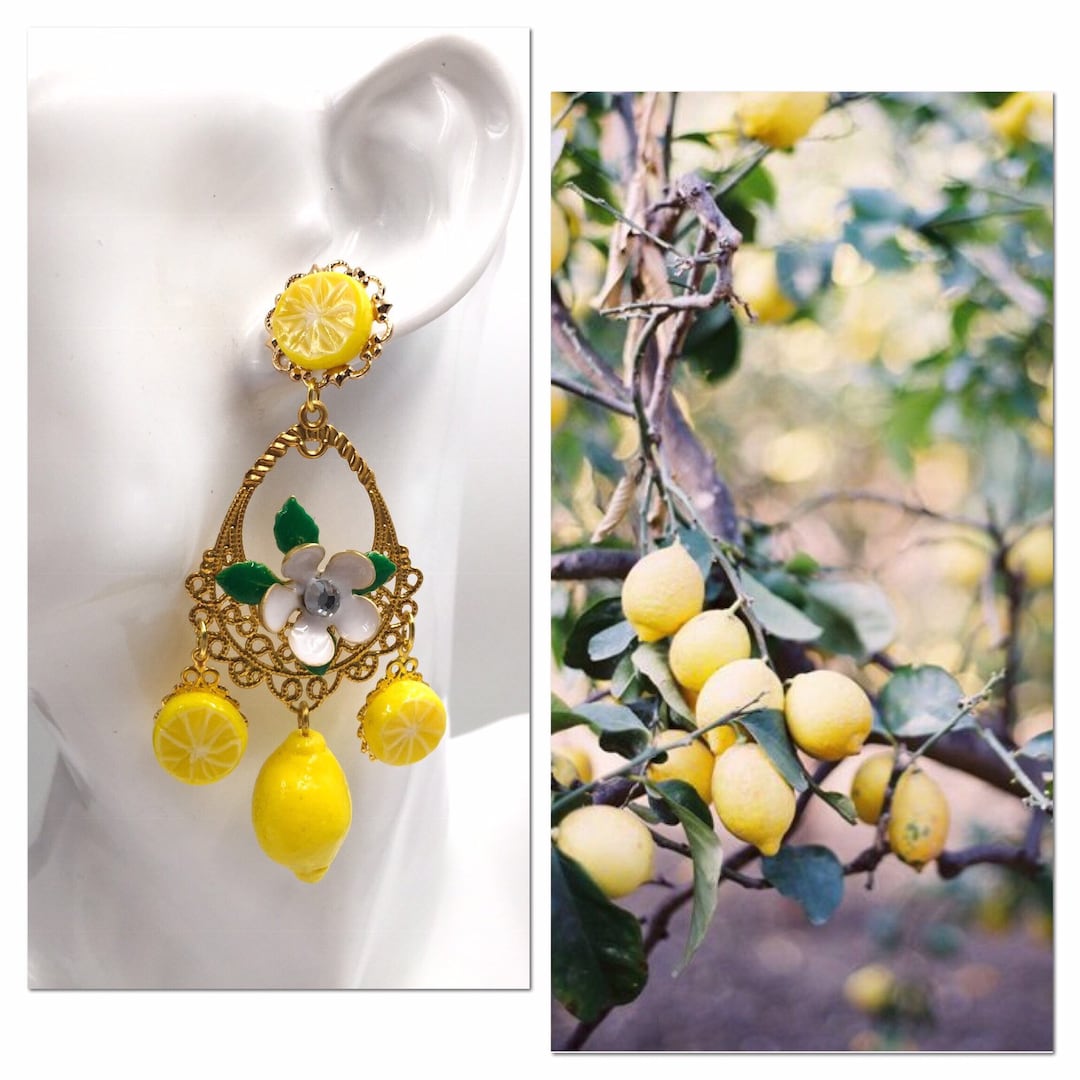 Lemon Earrings, Sicilian Earrings, Baroque Earrings, Positano Earrings ...