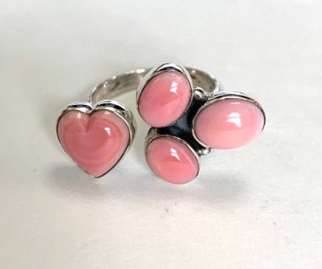 Pink Conch Shell Heart Ring Sizes 7,8,10. Sterling Silver, Handmade ...