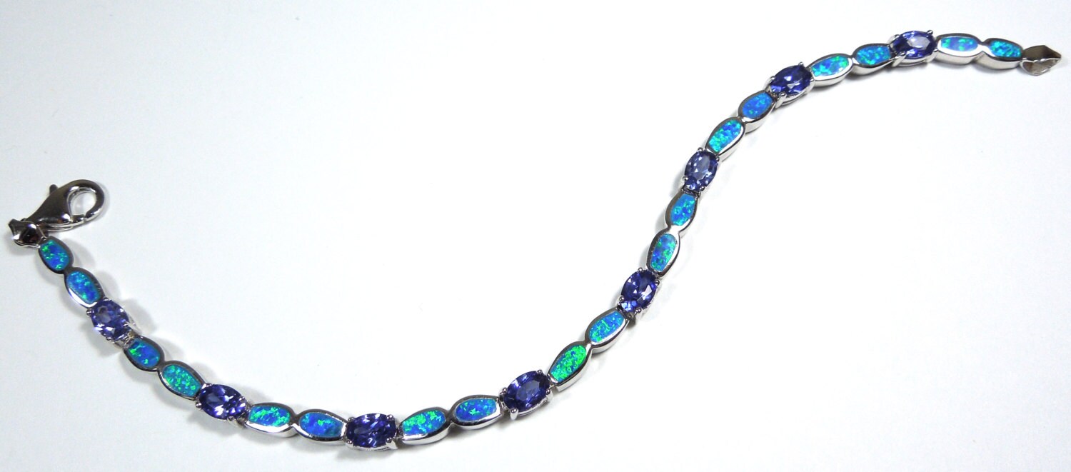Tanzanite & Blue Fire Opal Inlay Genuine 925 Sterling Silver - Etsy