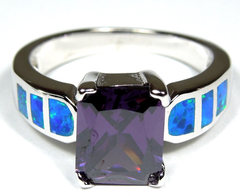 High Quality Amethyst & Blue Fire Opal Solid 925 Sterling Silver Ring ...