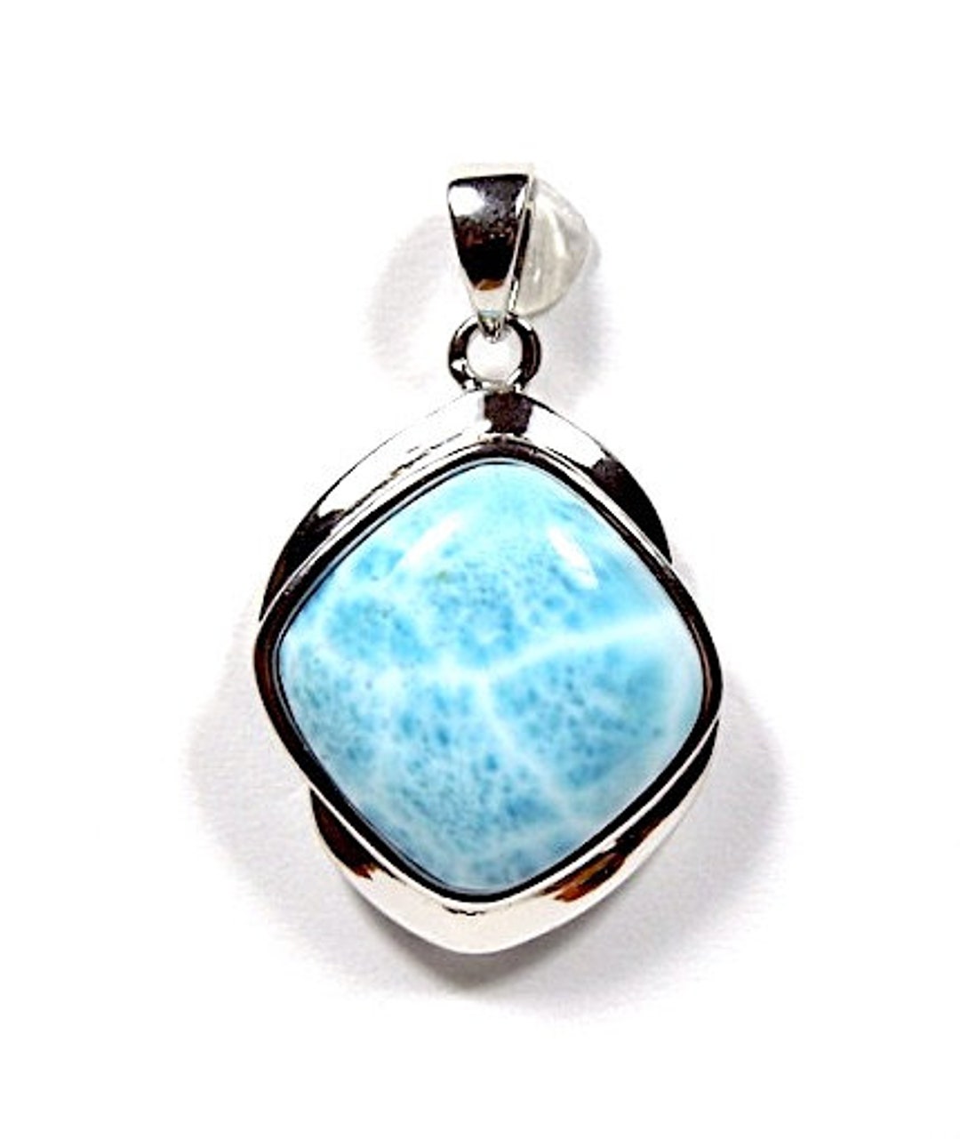 Real AAA Sky Blue Larimar 925 Sterling Silver Pendant for Necklace ...