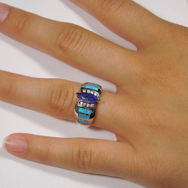 Blue Inlay Ring - Etsy