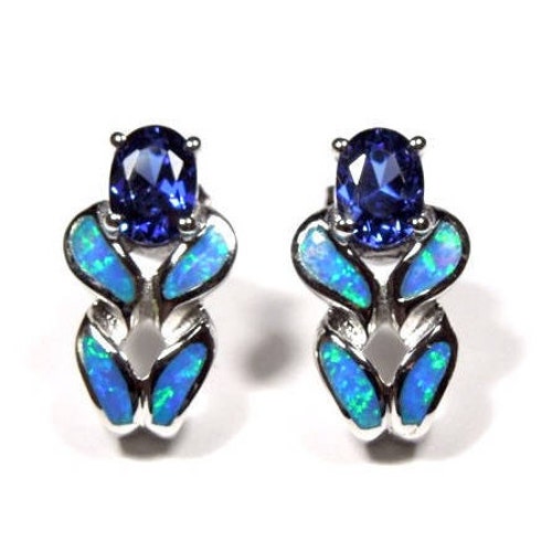 Tanzanite & Blue Fire Opal Inlay 925 Sterling Silver Wedding - Etsy