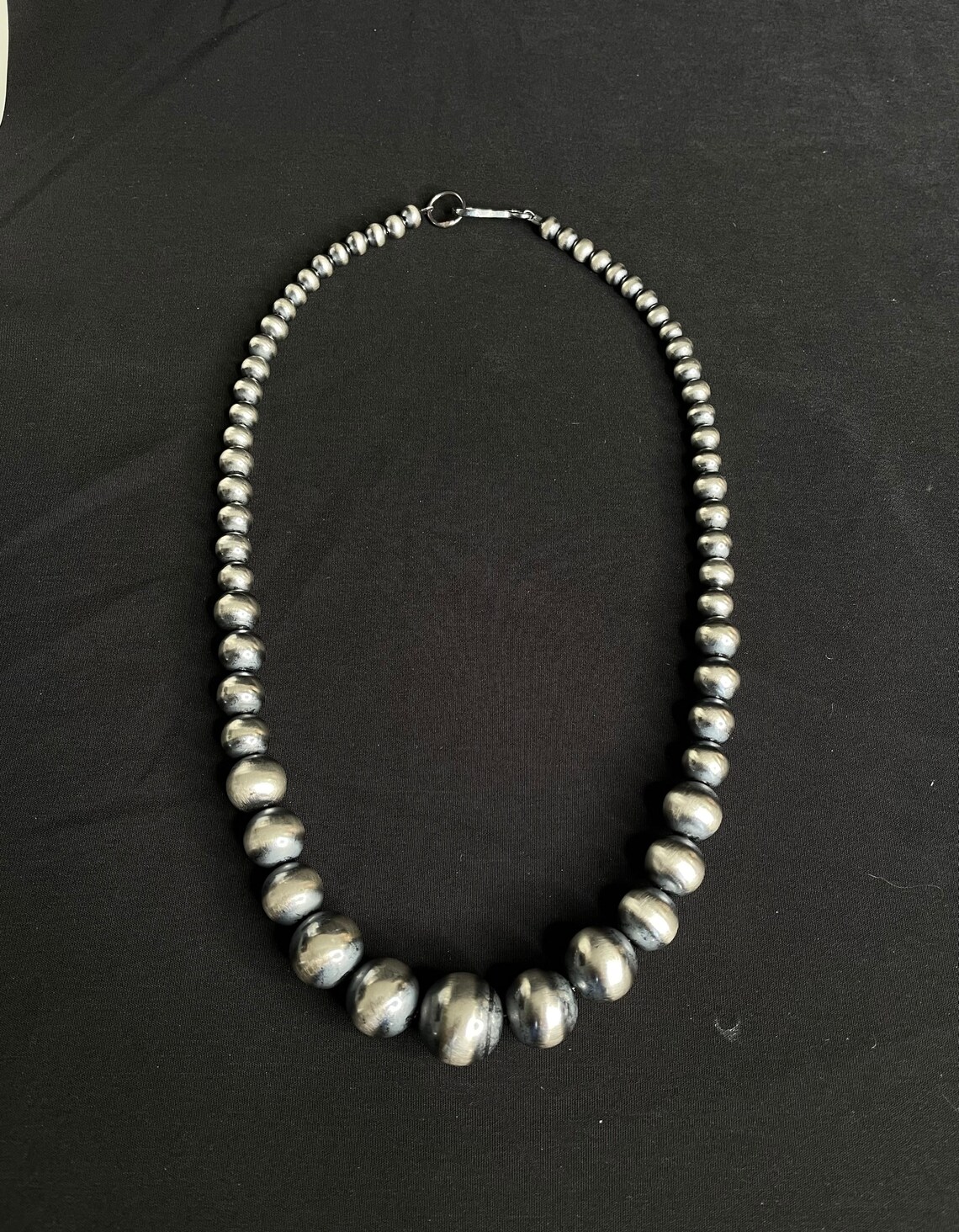 Genuine Navajo Pearl Sterling Silver Graduated Beads Necklace 20" Long ...