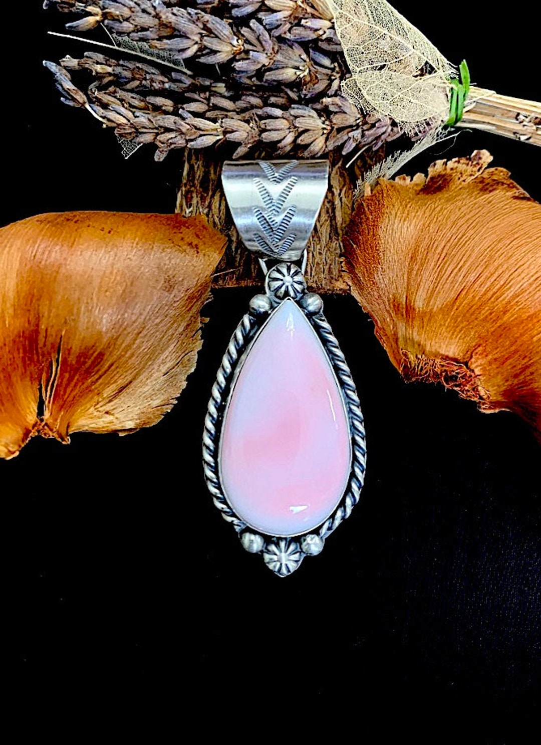 Huge Pink Conch Shell & Sterling Silver Pendant. Chain is Not Included ...