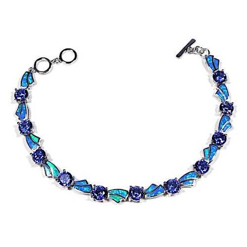 3 Carat Tanzanite & Blue Fire Opal Inlay 925 Sterling Silver | Etsy