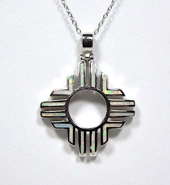 White Fire Opal Genuine 925 Sterling Silver Zia Pendant - Etsy