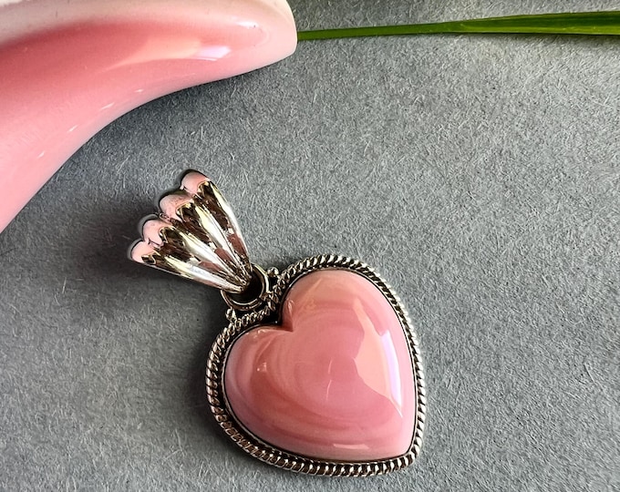 Pink Queen Conch Shell Sterling Silver Heart Pendant - Etsy