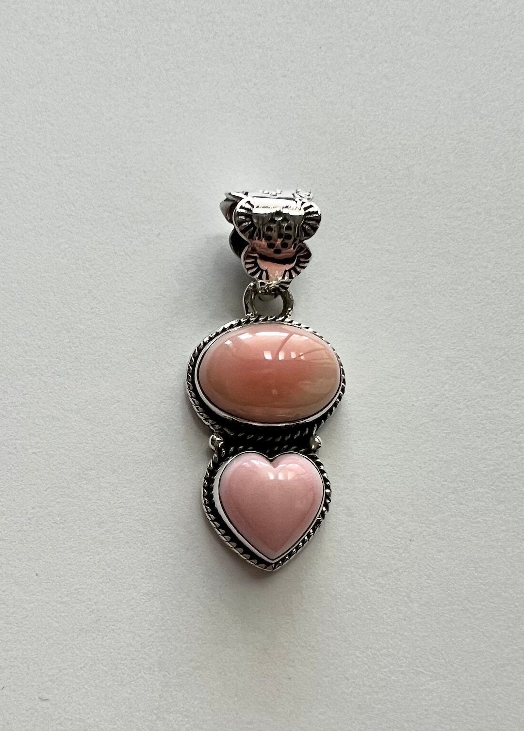 Pink Conch & Sterling Silver Heart Pendant. Genuine Handmade. - Etsy