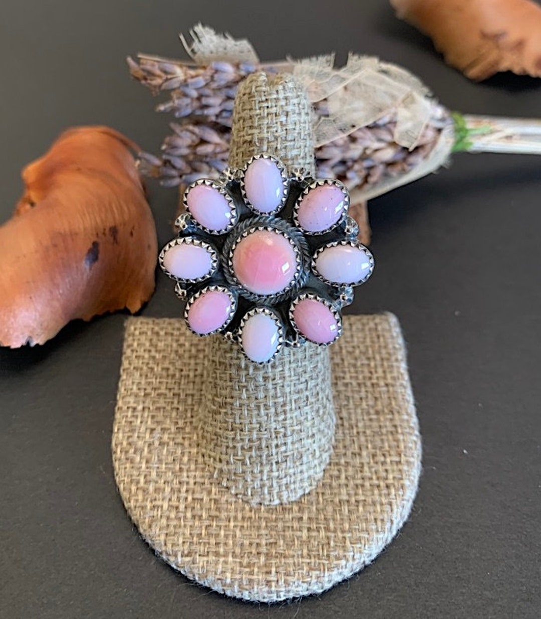 Pink Conch Cluster Adjustable Ring Sz 6,7,8. 925 Sterling Silver - Etsy