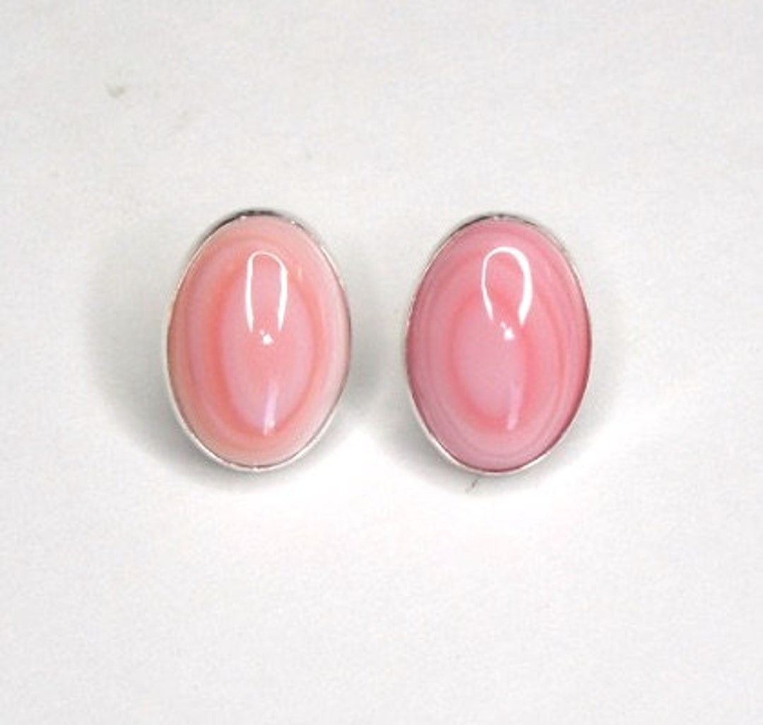 13x18mm Pink Conch Stud Earrings 925 Sterling Silver Cotton - Etsy