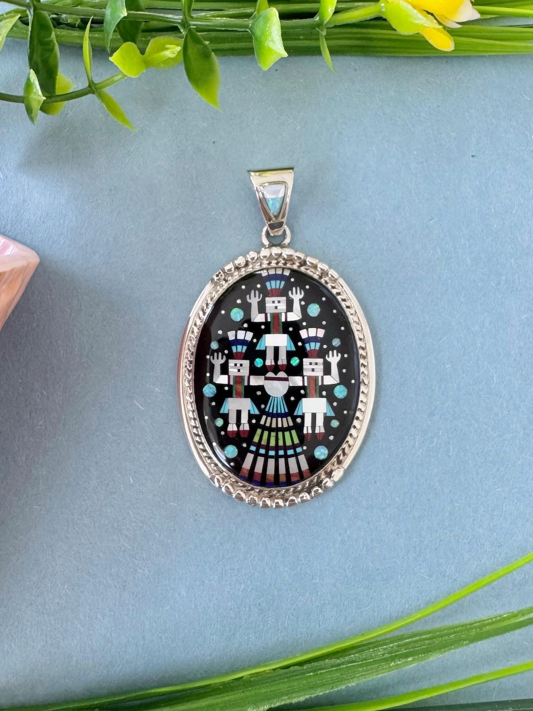 Large Micro Inlay Kachina Pendant 925 Sterling Silver - Etsy