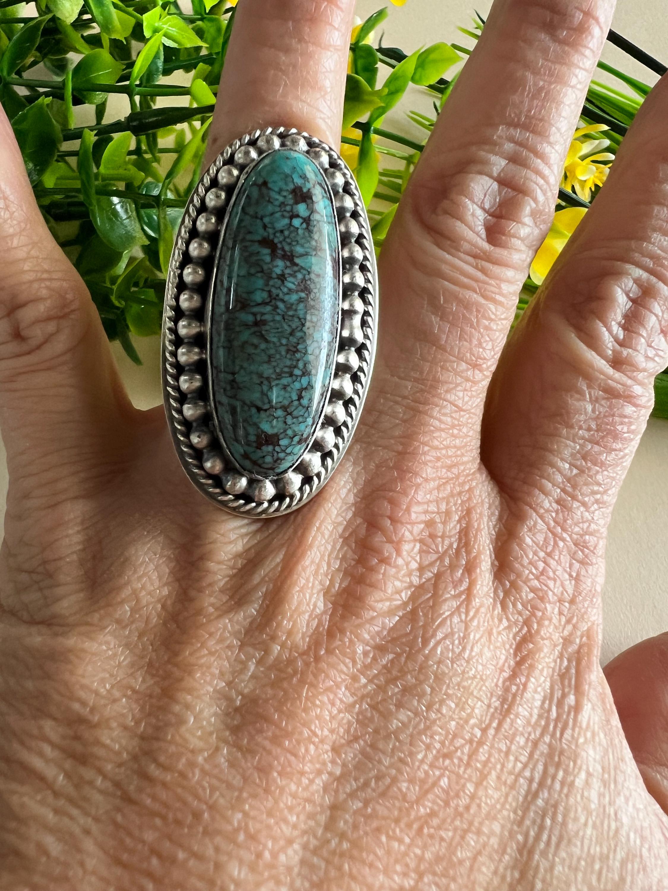 Red Mountain Turquoise Sterling Silver Handmade Ring Size 8.5 - Etsy