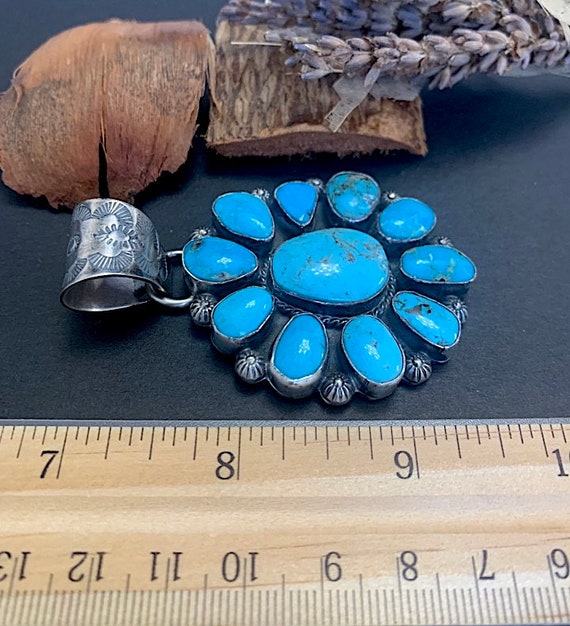 Genuine Kingman Turquoise Cluster Pendant, Navajo Mad… - Gem