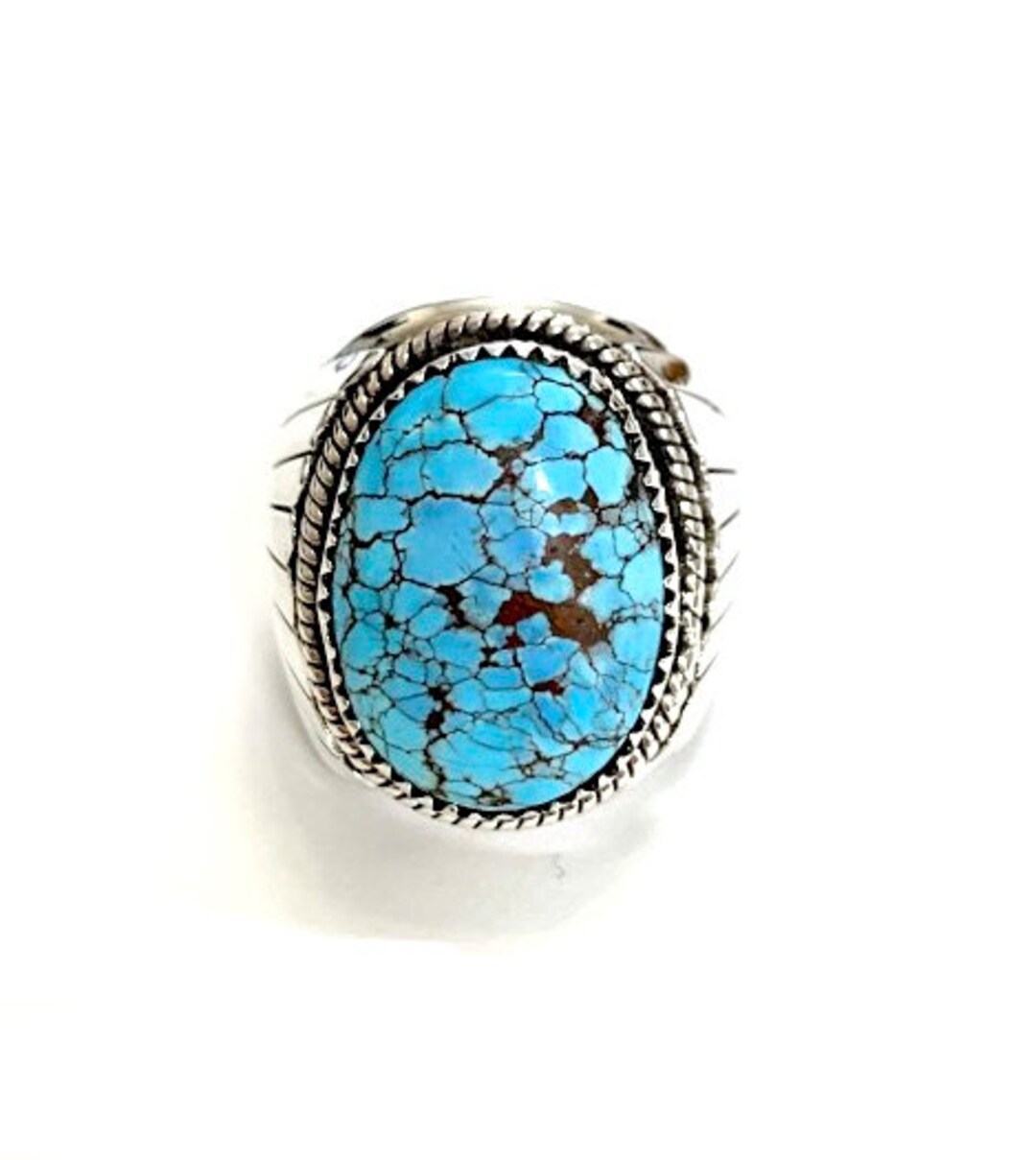 Genuine Huge Kingman Spider Web Turquoise Stone on 925 - Etsy