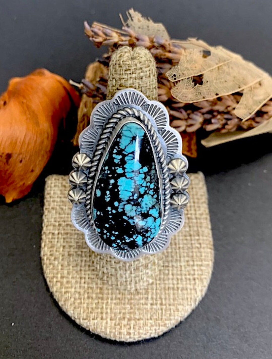 Blue Diamond Turquoise 925 Sterling Silver Southwestern Adjustable Ring ...