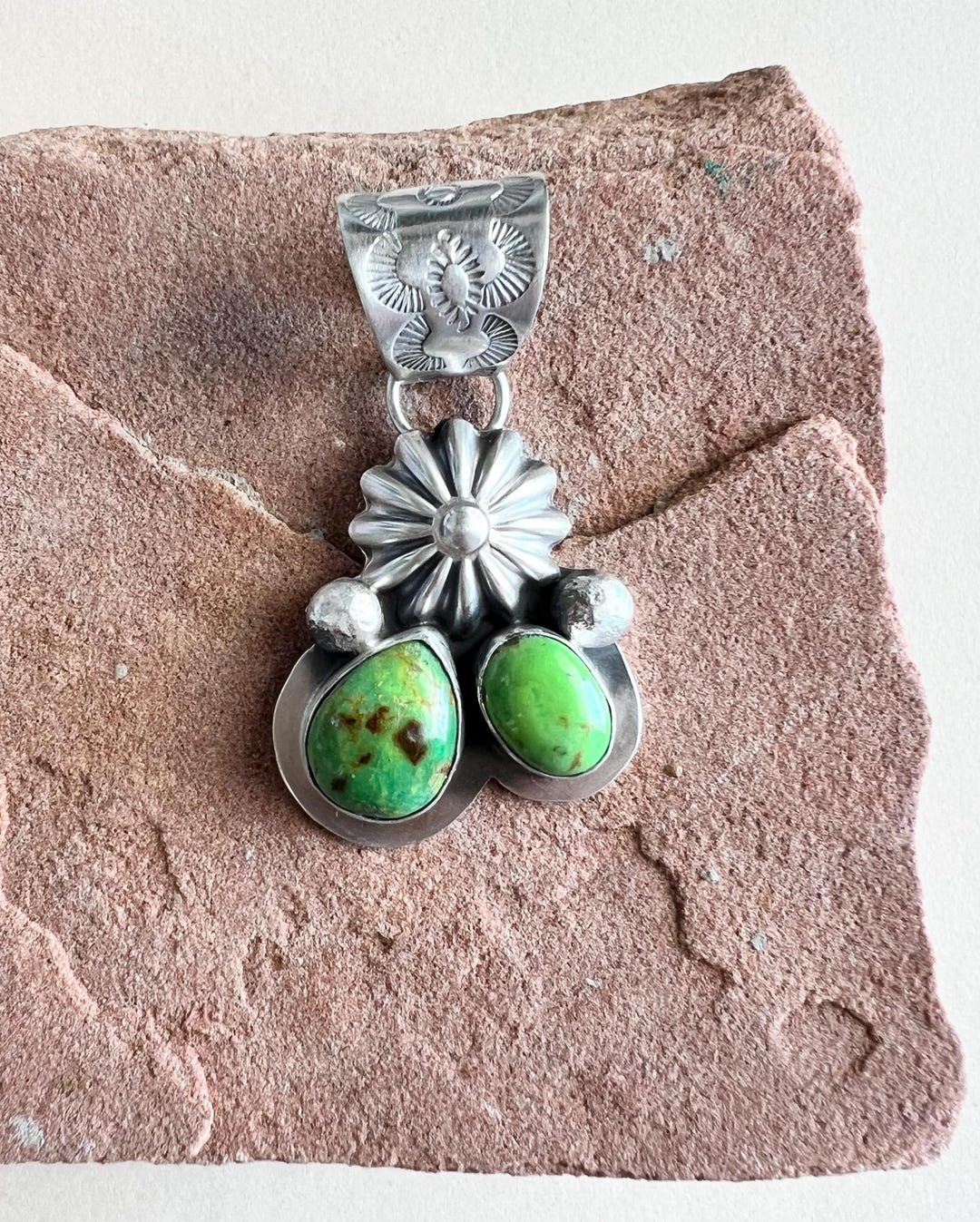 Handcrafted Natural Green Pixie Turquoise 925 Sterling Silver Pendant - Etsy