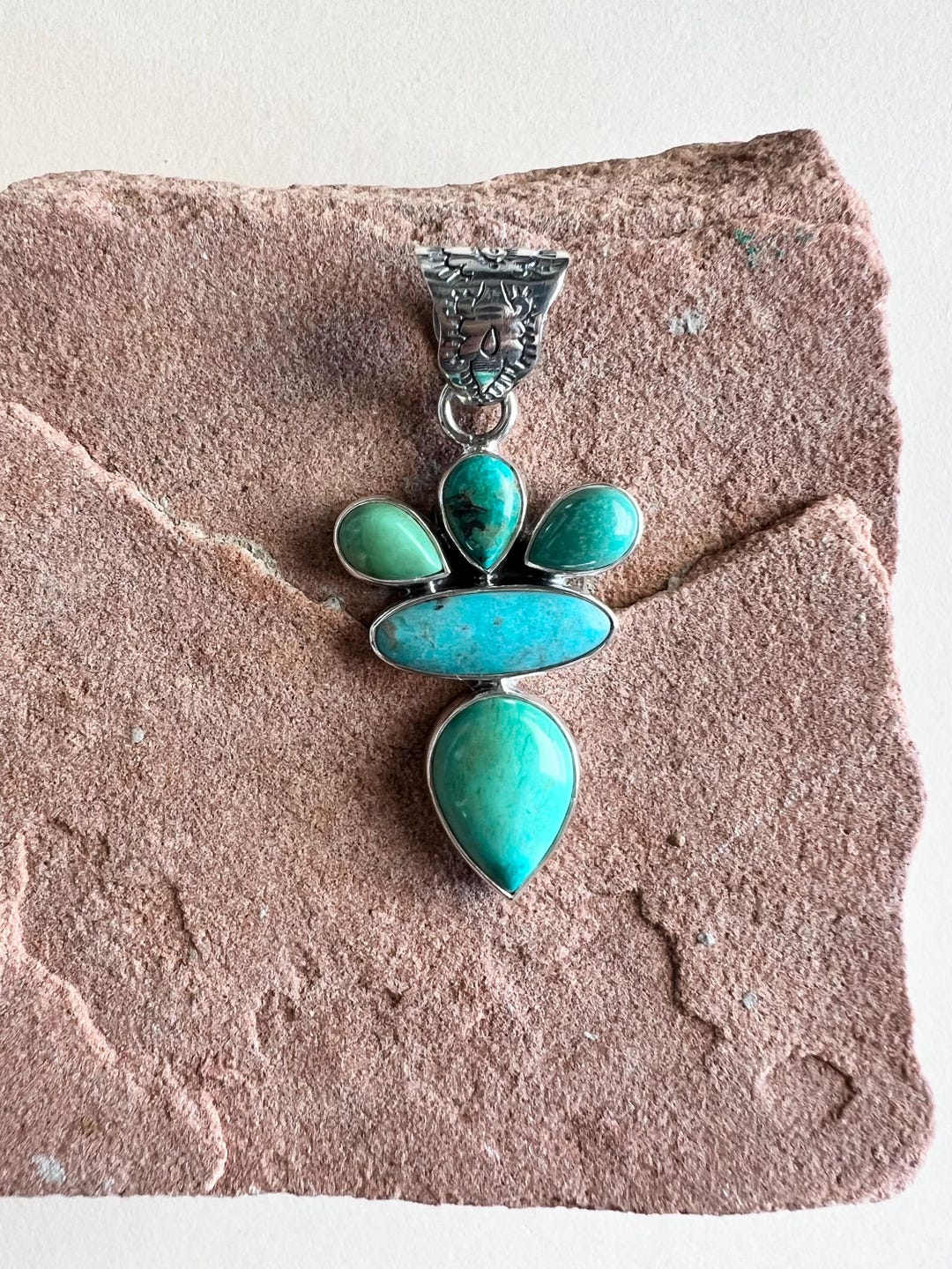 Handcrafted Genuine Natural Tyrone Turquoise 925 Sterling Silver ...