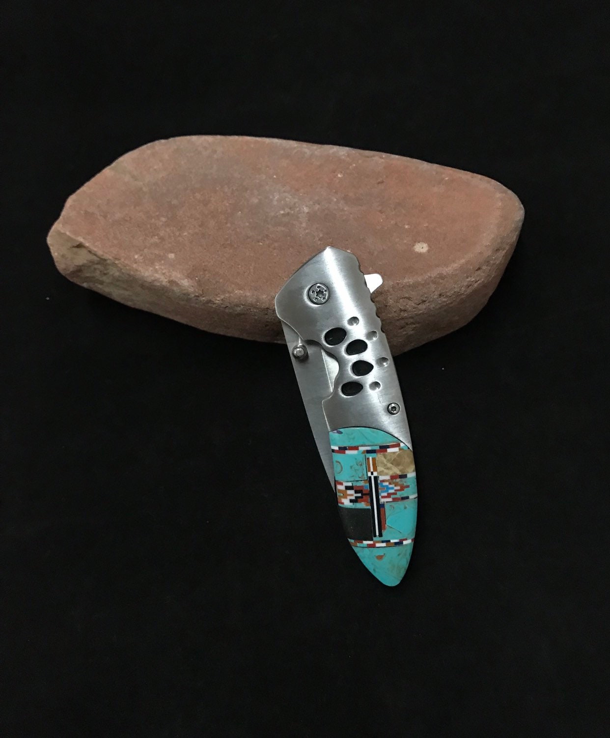 Single Blade Clip Pocket Knife with Multicolor Inlay & | Etsy