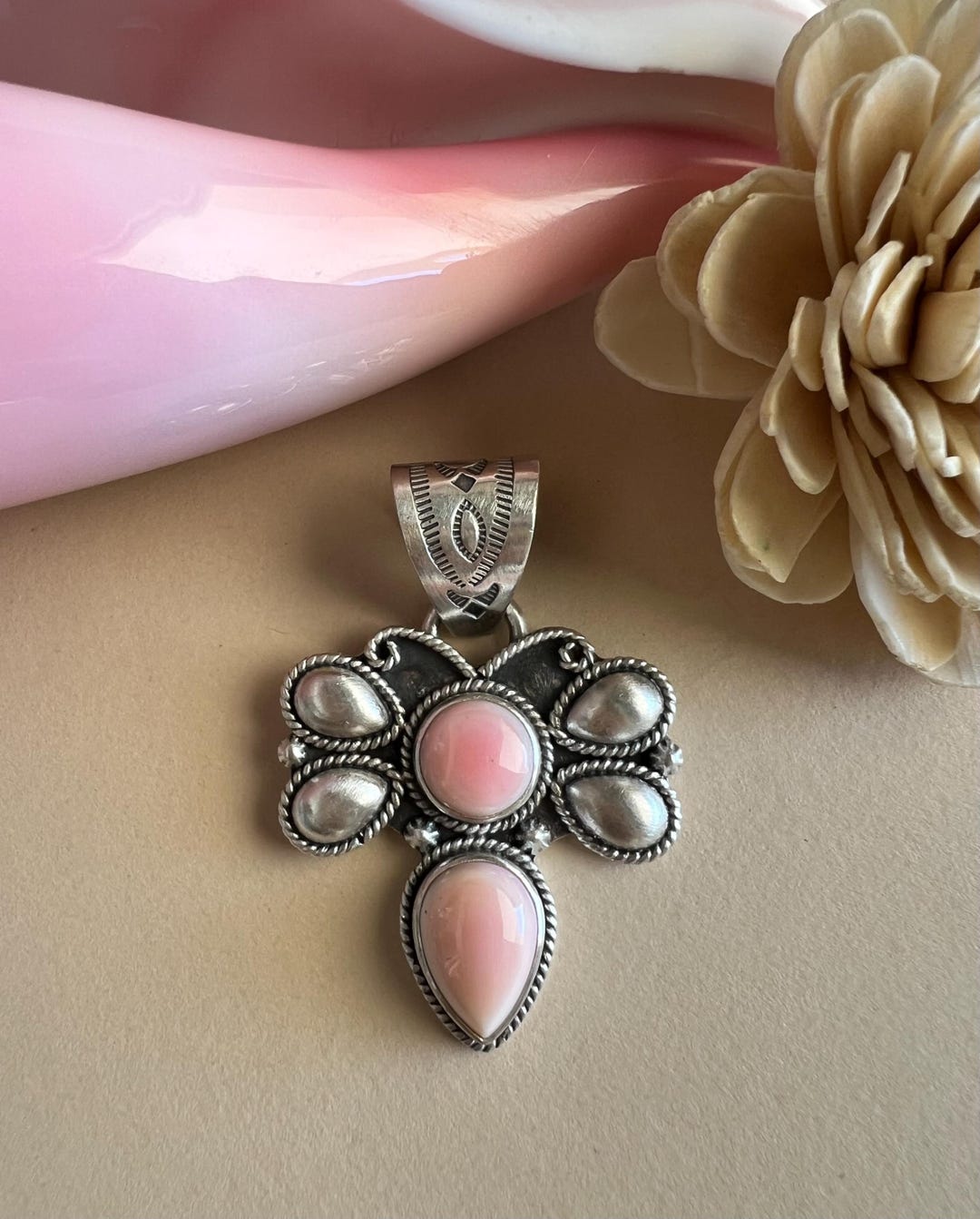 Pink Conch Shell & 925 Sterling Silver Dragonfly Pendant - Etsy