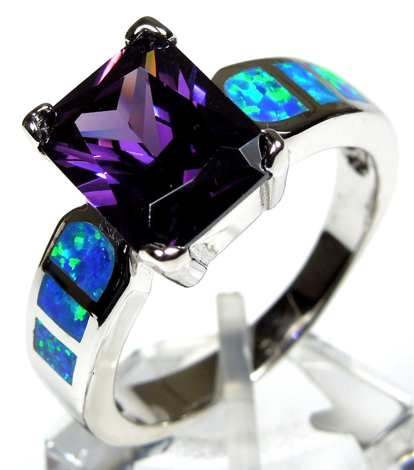 High Quality Amethyst & Blue Fire Opal Solid 925 Sterling - Etsy