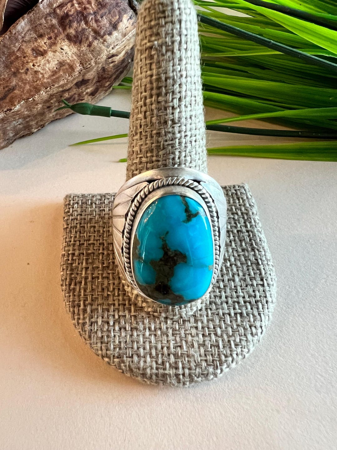 Genuine Blue Diamond Turquoise 925 Sterling Silver Men's Ring Size 13 ...