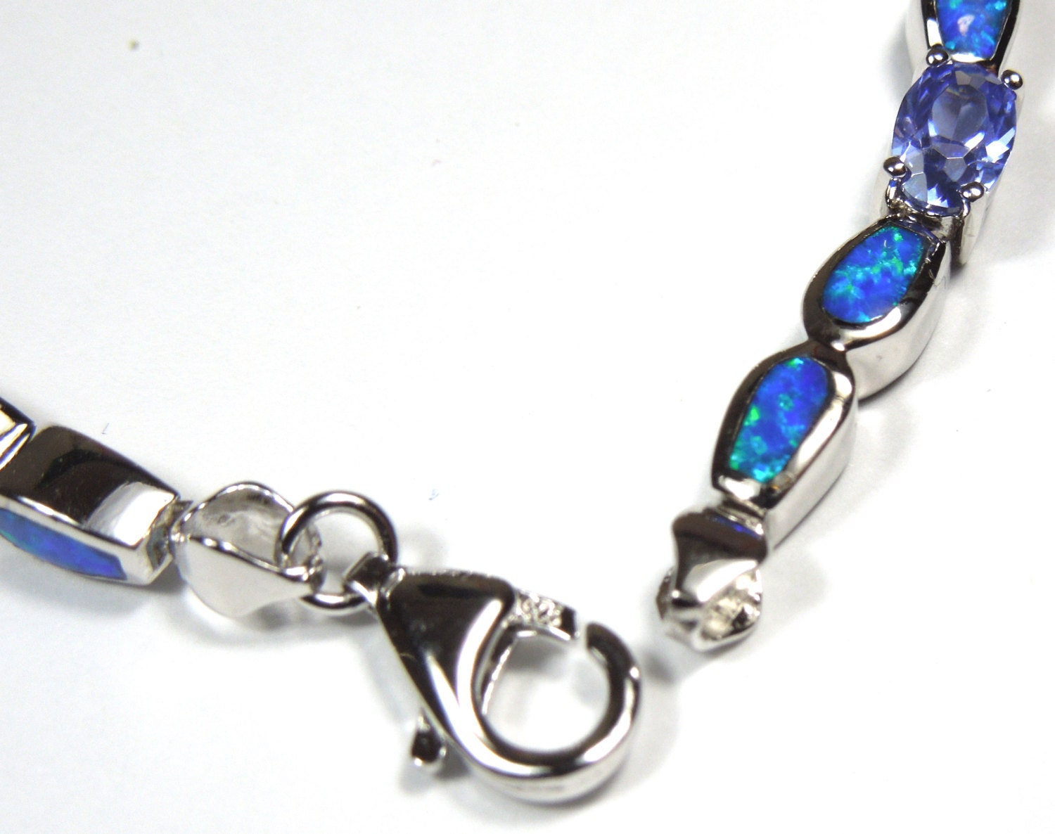 Tanzanite & Blue Fire Opal Inlay Genuine 925 Sterling Silver - Etsy