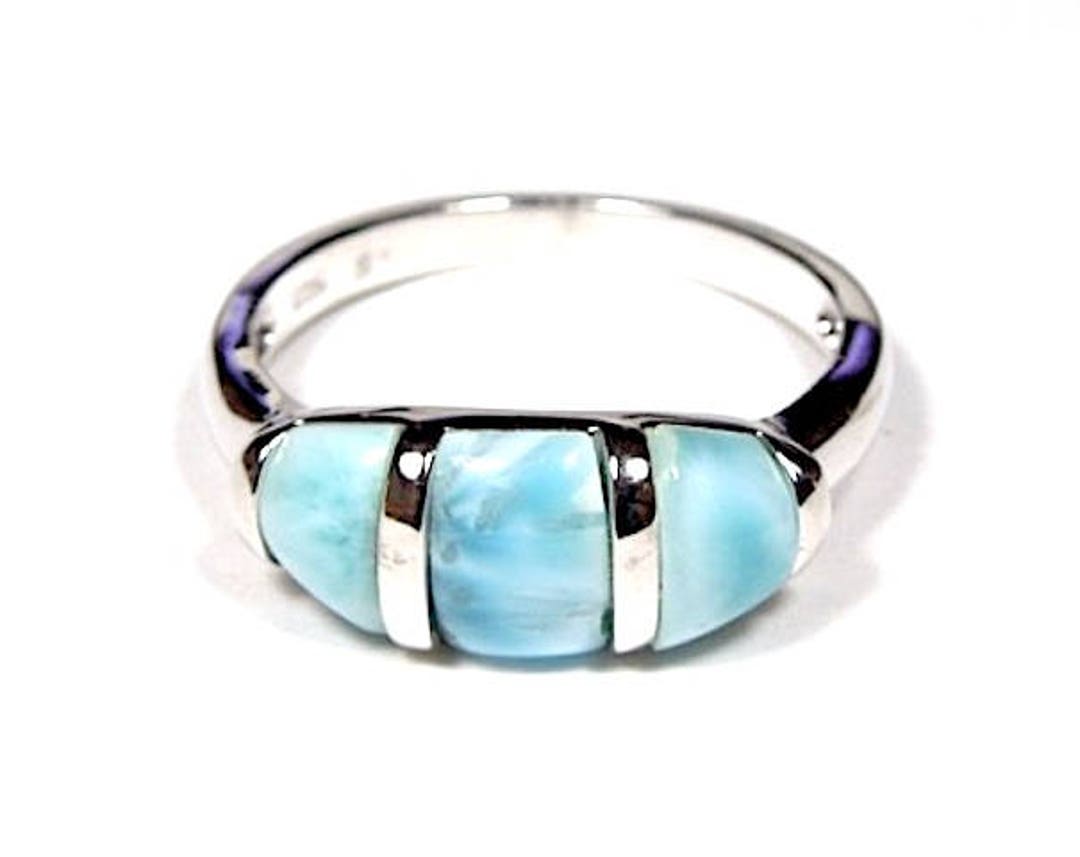 High Quality Genuine AAA Dominican Larimar Inlay 925 Sterling Silver ...