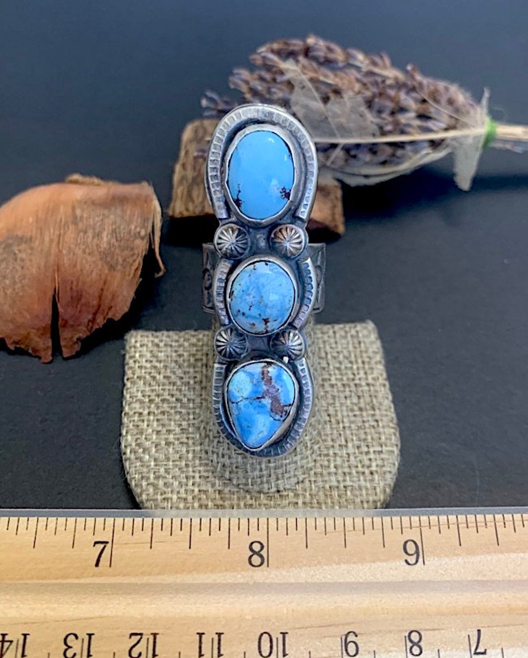 High Grade Golden Hills Turquoise Ring Size 8. Sterling Silver - Etsy
