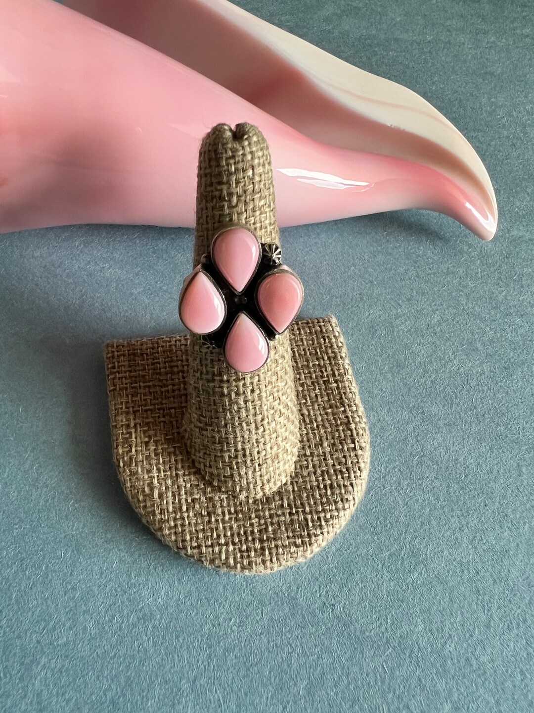 Pink Conch Shell Sterling Silver Cluster Ring Sizes 7 or 9 - Etsy