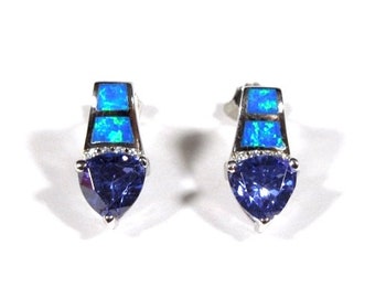 High Quality Blue Fire Opal Inlay Genuine 925 Sterling Silver - Etsy