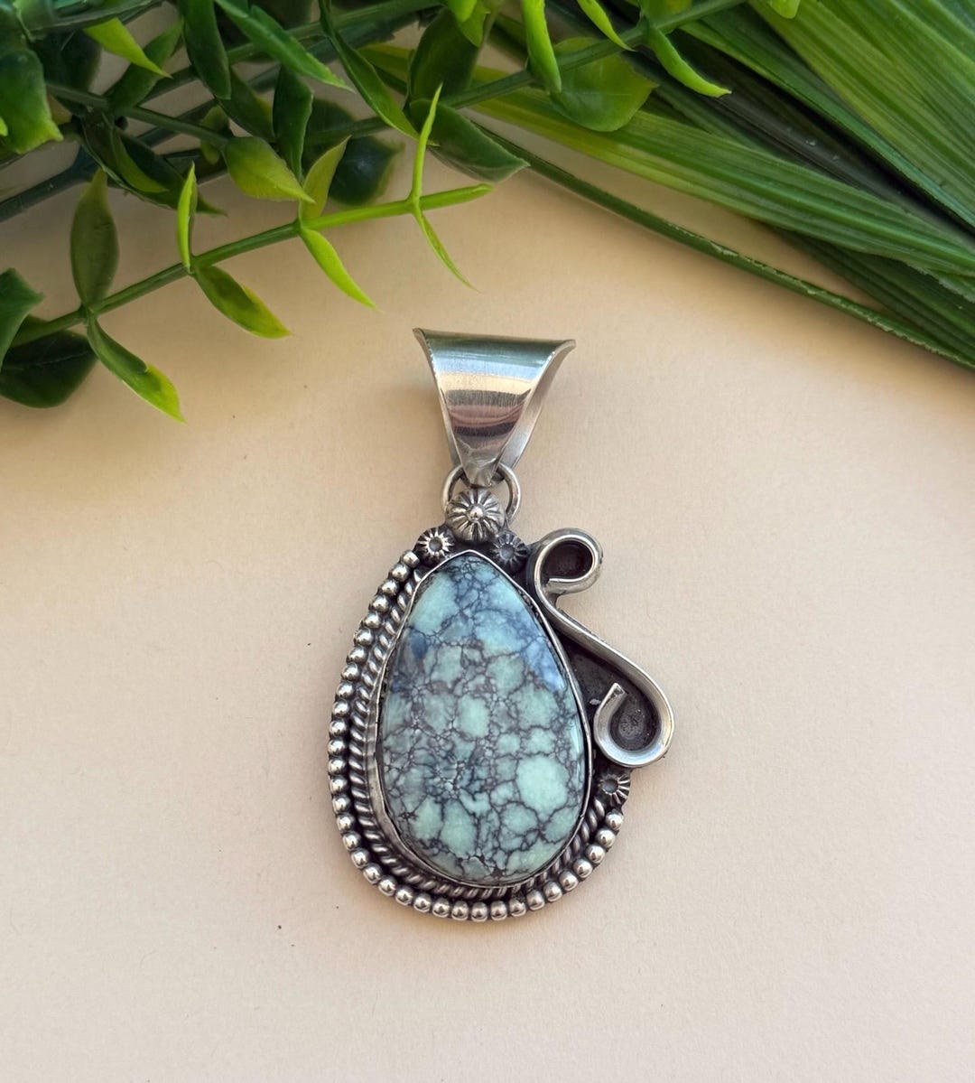 Handcrafted Genuine Green Veracite 925 Sterling Silver Southwest ...