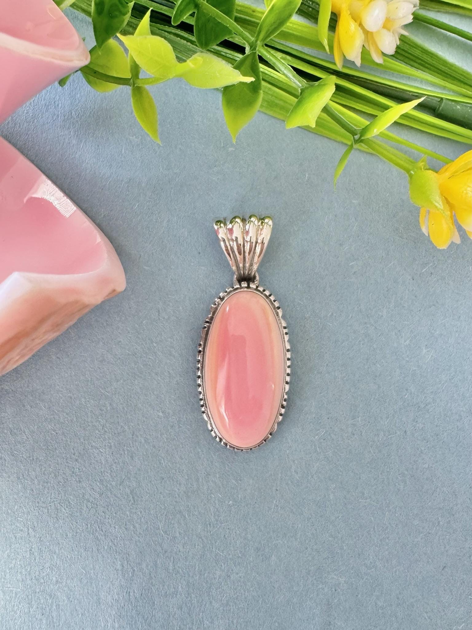 Handcrafted Pink Queen Conch Shell Sterling Silver Pendant - Etsy