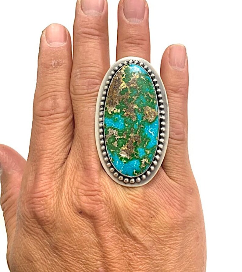 Rare Huge Sonoran Gold Turquoise Ring Size 8. Navajo Made - Etsy