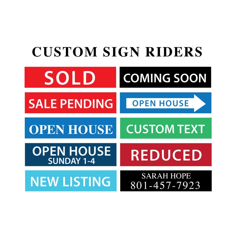 Custom Sign Rider. Real Estate Sign. Realtor Branding. Real | Etsy