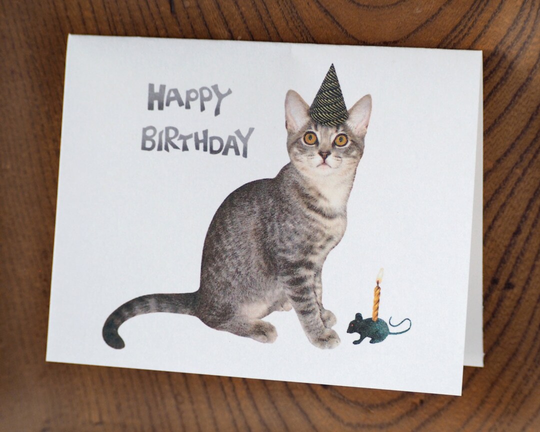 Kitten Birthday Mouse Printable Birthday Card - Etsy