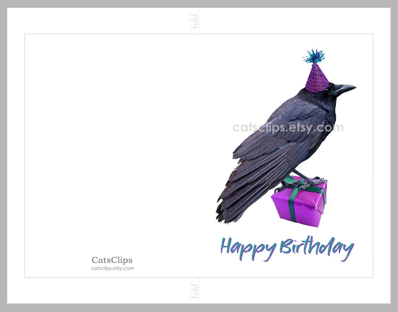 Printable Crow Birthday Card - Etsy