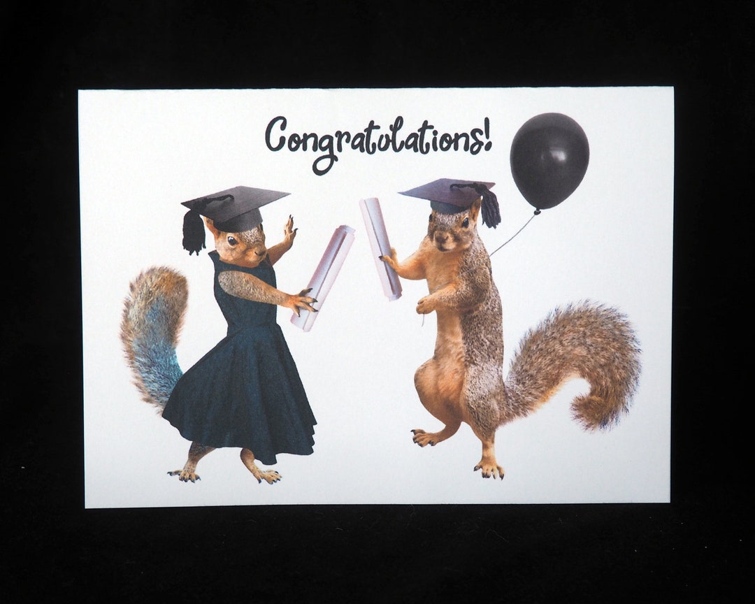 Grad Squirrels Printable Graduation Card, Digital Squirrel ...