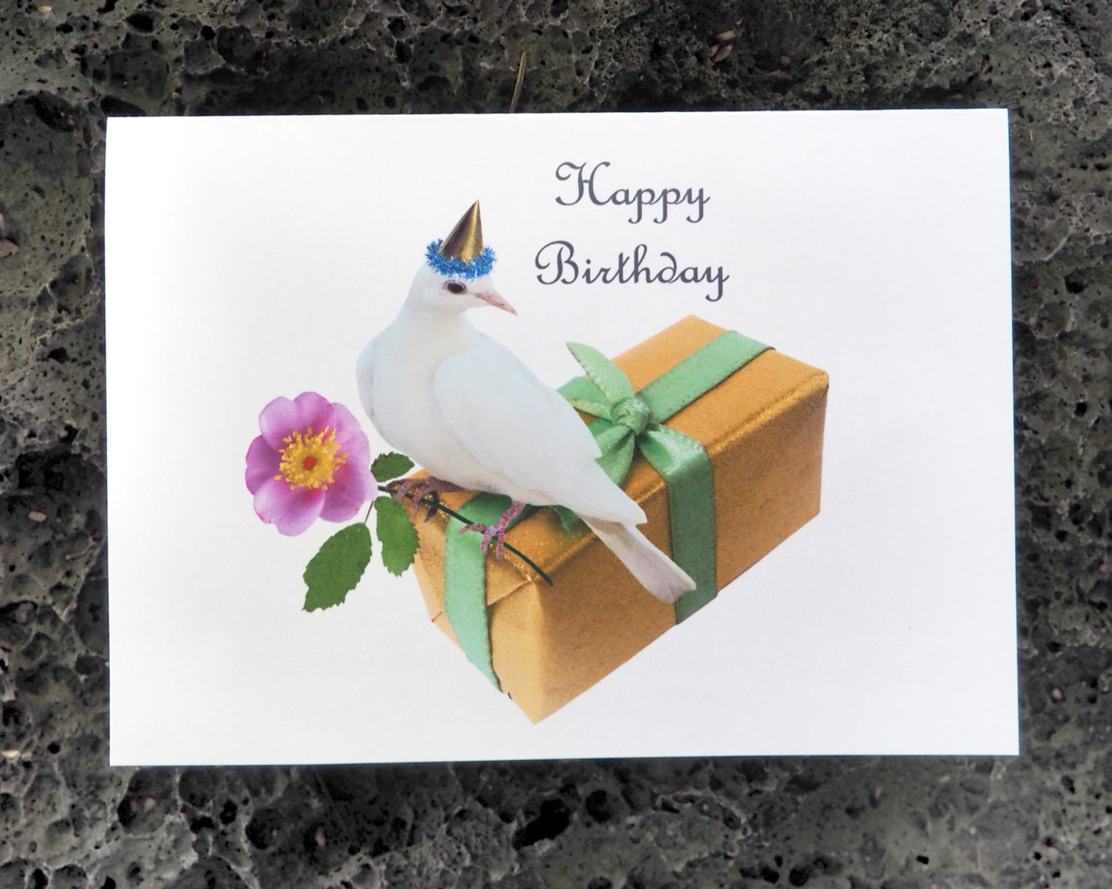 Dove Rose Printable Birthday Card Digital Dove Card - Etsy France